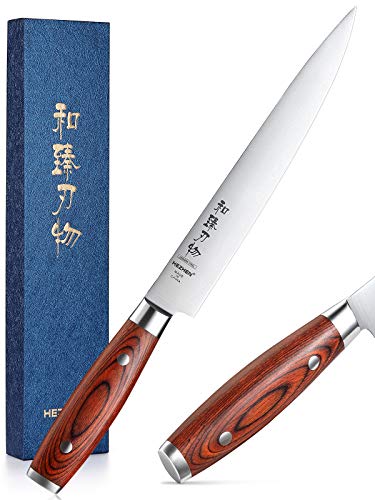 HEZHEN Stainless Steel Slicer Knife,German Steel Carving Knife, Pakka Wood Handle with Gift Box