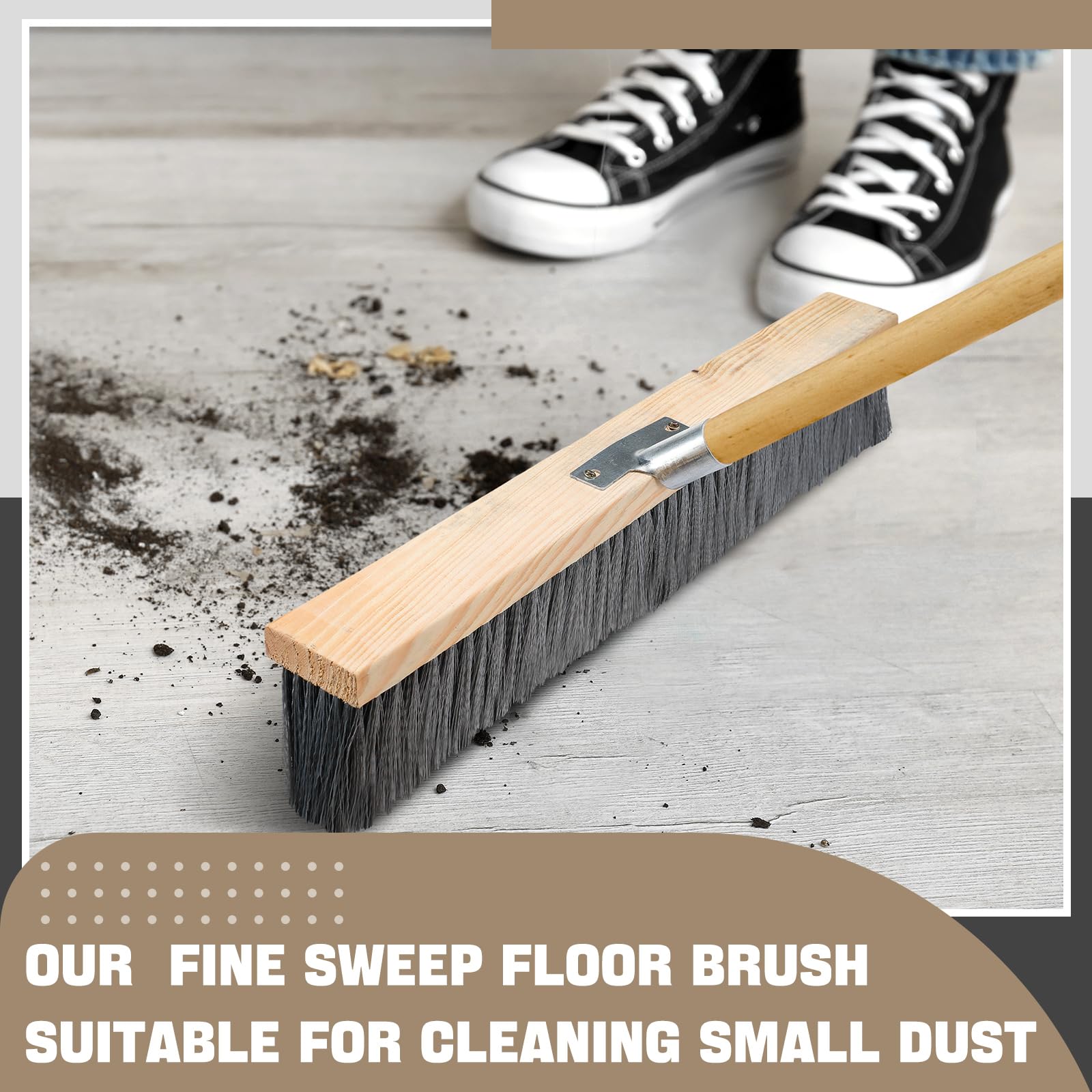 2 Pcs 24 Inches Push Broom Head Floor Sweep Fine Sweep Floor Brush Soft Bristle Sweeper Broom with Polypropylene Bristles for Hardwood Floors Sweeping Indoor