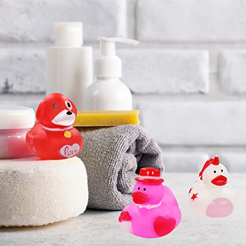 20 PCS Valentine’s Day Rubber Ducks Assortment,2 Inch Pink Rubber Ducks for Kids,Valentines Sweetheart Rubber Ducks in Bulk,Rubber Ducks Valentines