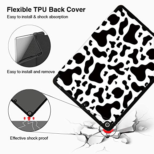Hi Space for iPad 9th 8th 7th Generation Case for iPad 10.2 Case 2021 2020 2019 Cow Cattle with Pencil Holder, Shockproof Protective Smart Cover Auto Sleep Wake for A2270 A2428 A2429 A2197