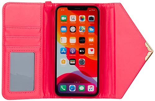 Glow Co., Ltd. 404-1-02 iPhone 11 with Strap, Multi-Functional Storage, Notebook Type Case, Magenta, Tempered Glass & Stylus Pen Included
