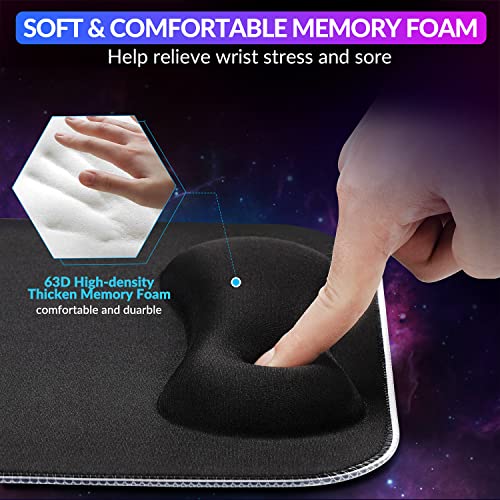 Gimars RGB Mouse Pad with Wrist Rest Support,12 x 10 inch Extra Large Ergonomic Gaming Mouse Pad with 11 LED Lighting Modes,Non-Slip Rubber Base,Lycra Fabric for Laptop, Computer, PC Gaming