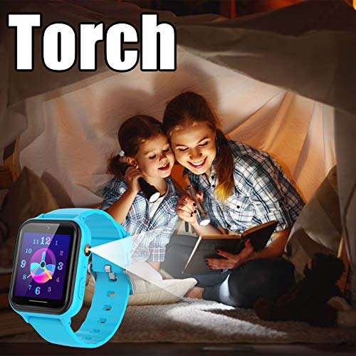PTHTECHUS Kids Educational Smartwatch with SOS Call Games Music MP3 Flashlight Alarm 1.54-in Color Touchscreen Pedometer Watch is a Gift for Boys Girls Instead of Mobile Phone