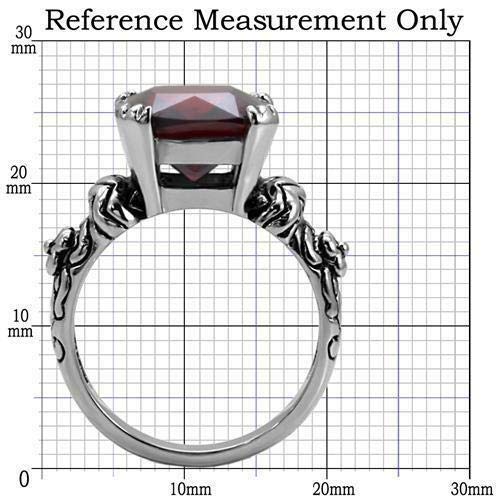 16.08ctw Simulated Red Garnet Square CZ Bali Style Stainless Steel Ring Sz 5-8