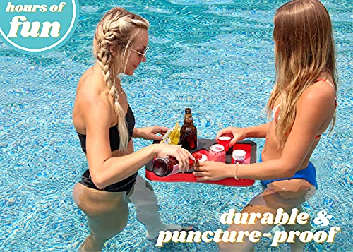 Polar Whale Floating Spa Hot Tub Bar Drink and Food Table Red and Black Refreshment Tray for Pool or Beach Party Float Lounge Durable Foam 7 Compartment UV Resistant