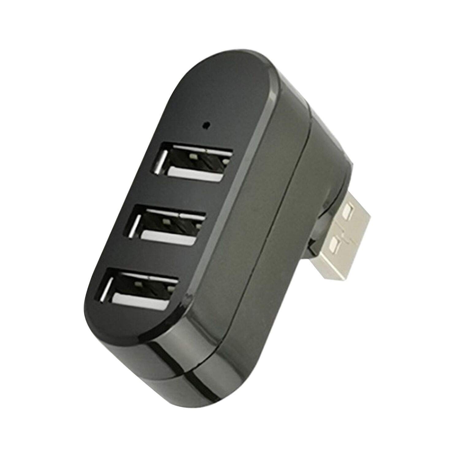 OUQYLG USB 3 Port Splitter, Mini USB Hub, USB 3 Port Compact Portable Rotatable HUB, USB Hub Dock [90°/180° Degree Rotatable] for Flash Drive Mobile HDD PC Laptop Notebook and More - Black