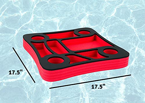 Polar Whale Floating Drink Holder Red and Black Refreshment Table Tray for Pool or Beach Party Float Lounge Durable Black Foam 17.5 Inches Large 10 Compartment UV Resistant