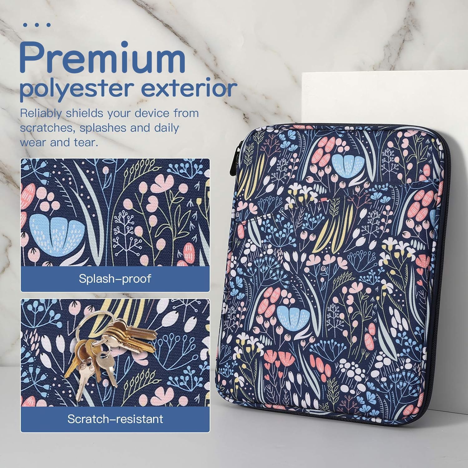 Dadanism 9-11 Inch Tablet Sleeve Bag Carrying Case for iPad 10th Gen 10.9, iPad 9/8/7th Gen 10.2, iPad Air 11", iPad Pro 11 M4 M2 2024, iPad Air5/4 10.9, Galaxy Tab A9+ Plus 11"/S9 FE, Night Blue