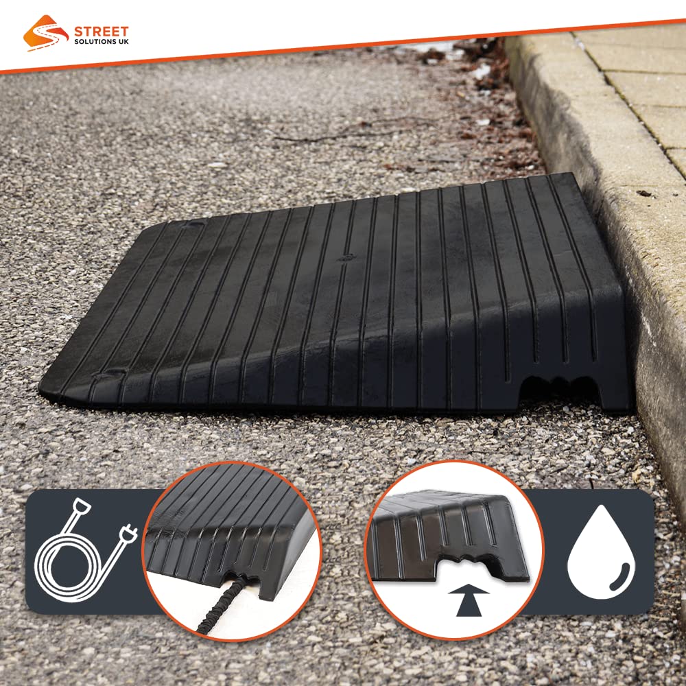 4” Wheelchair Curb Ramp, Single Wheelchair Curb Ramp for Accessibility & Ease, Suitable as a Motorcycle Ramp, Wheelchair Ramp or Threshold Ramp, Driveway Curb Ramps, Disability Assistance Rubber Ramp