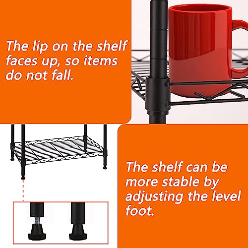 GIOTORENT 5-Wire Shelving Storage Garage Organizer, Adjustable Metal Shelf Wire Shelving Rack for Laundry Bathroom Kitchen Pantry Closet, Matt Black
