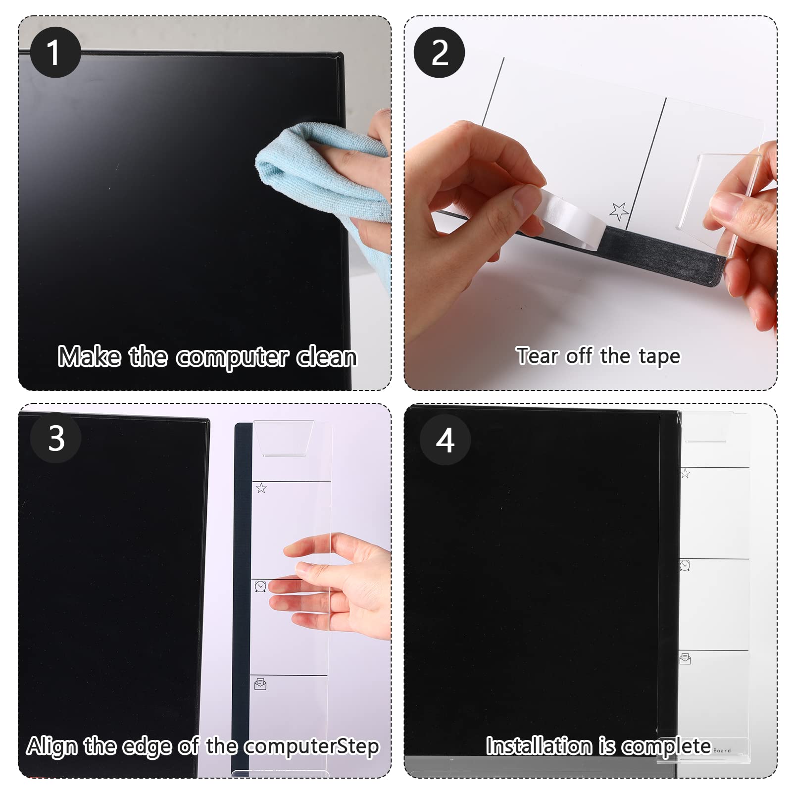 2 Pcs Acrylic Memo Board Computer Monitor Side Panel Transparent Multifunction Message Board with Phone Holder for Home Office Desktop (Left and Right)