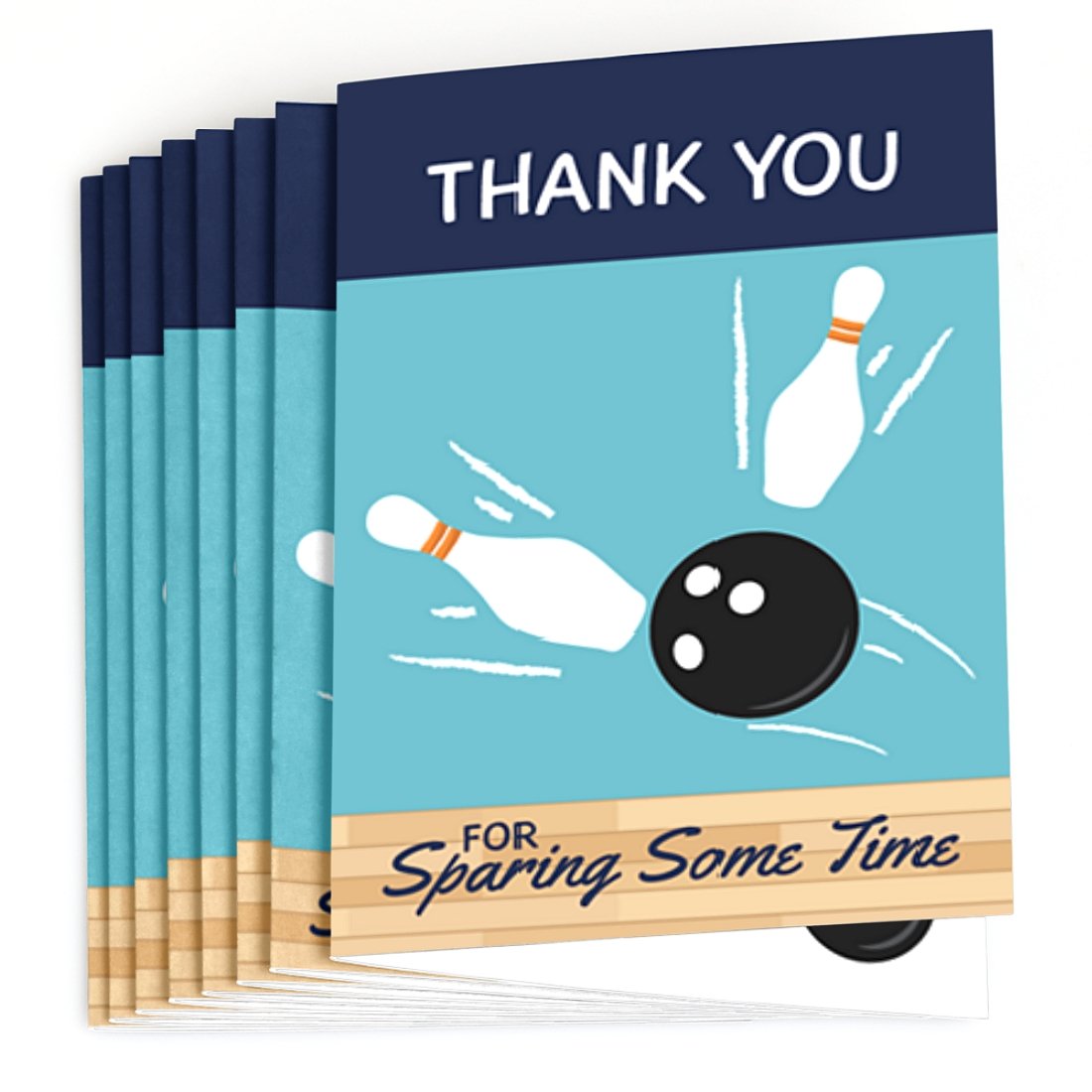 Big Dot of Happiness Strike Up the Fun - Bowling - Birthday Party or Baby Shower Thank You Cards (8 Count)
