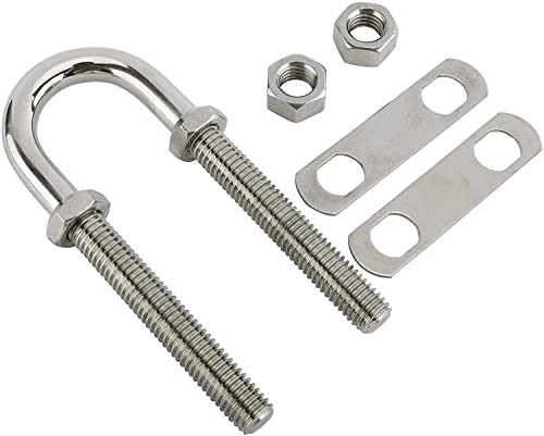 YaeMarine 2-Pack 1/2" Stainless Steel Marine Boat Stern Bow Eye Tie Down U Bolt, Thread Length 2-1/2" Total Length: 4" (Dia. 1/2" x 4" Total Length)
