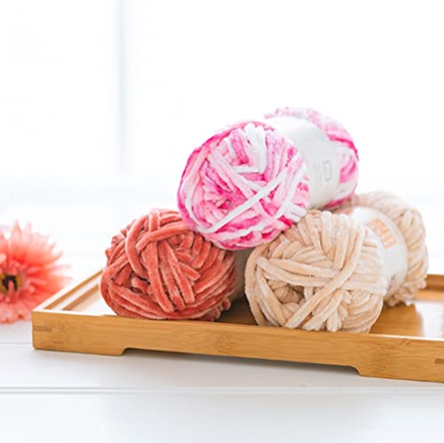 4 Skeins Soft Chenille Yarn Blanket Yarn Velvet Yarn for Knitting Fancy Yarn for Crochet Weaving DIY Craft Total Length 720m/400g (Orange)