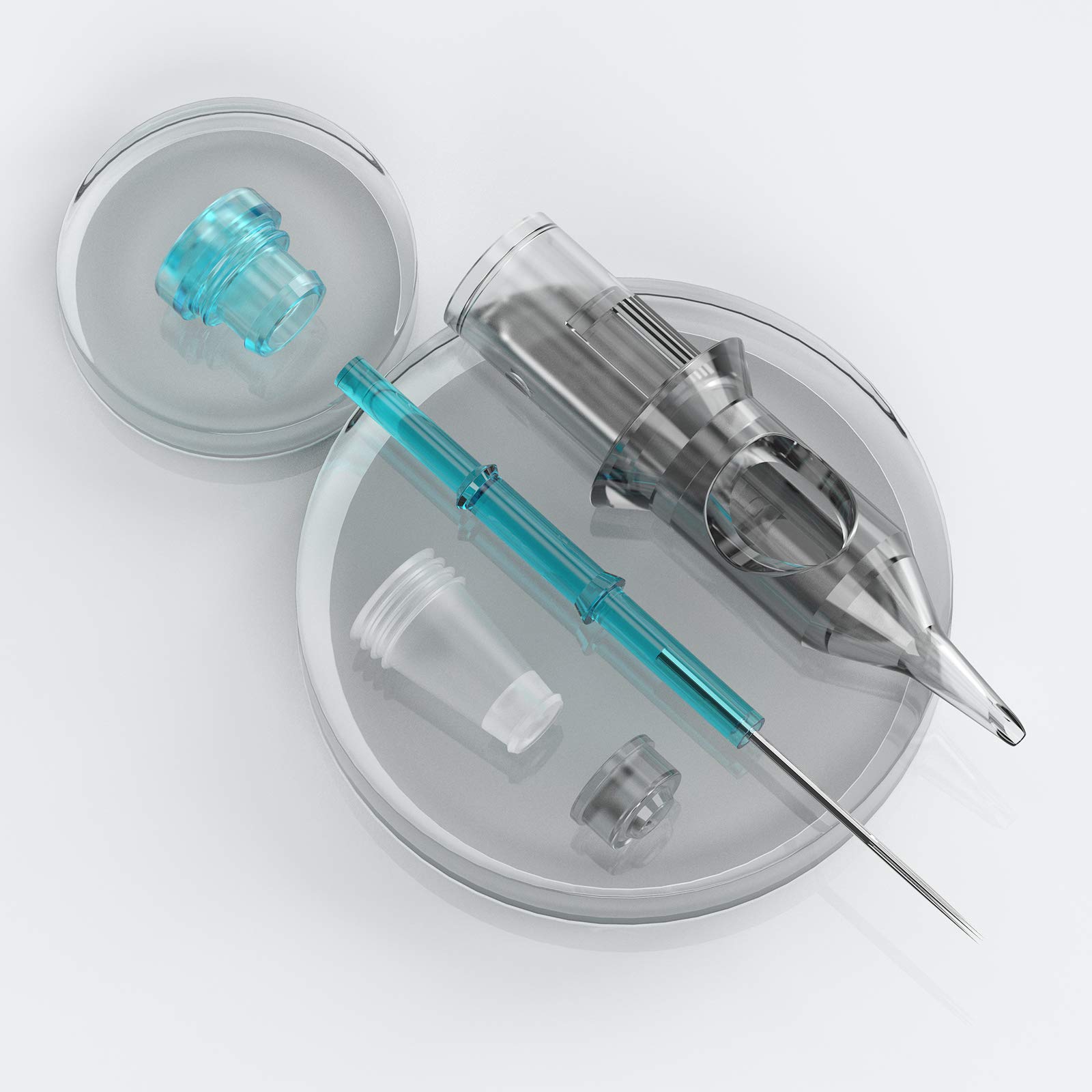 STIGMA Aquamarine Knight Tattoo Cartridges #10(7RL) 20Pcs Bugpin Disposable Tattoo Needle Cartridges with Membrane Round Liner EN02B-20-1007RL