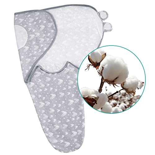 Biloban Baby Swaddles 0-3 Months for Boy Girls, Baby Swaddle, Newborn Swaddle, Cotton Adjustable Swaddle Blanket, Lovely Grey Print, 2 Pack