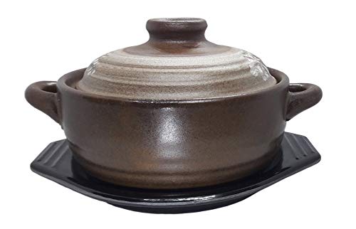 16.9ounce(500cc)Korean Traditional Ceramic Stone Bowl with Trivet for Dolsot Bibimbap Stew Soup