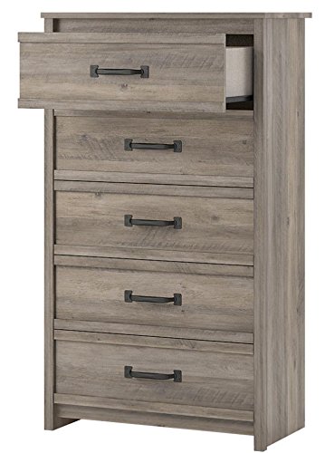 Ameriwood Home Bassinger 5 Drawer Dresser, Gray Oak