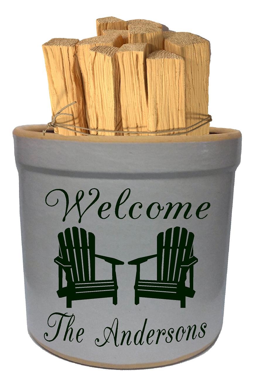 3 Gallon Personalized Stoneware Crock - Adirondack Welcome
