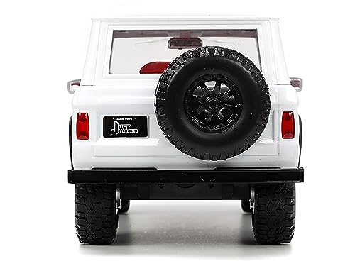 1973 Bronco #008 White with Red and Black Stripes and Red Interior with Extra Wheels Just Trucks Series 1/24 Diecast Model Car by Jada 34181