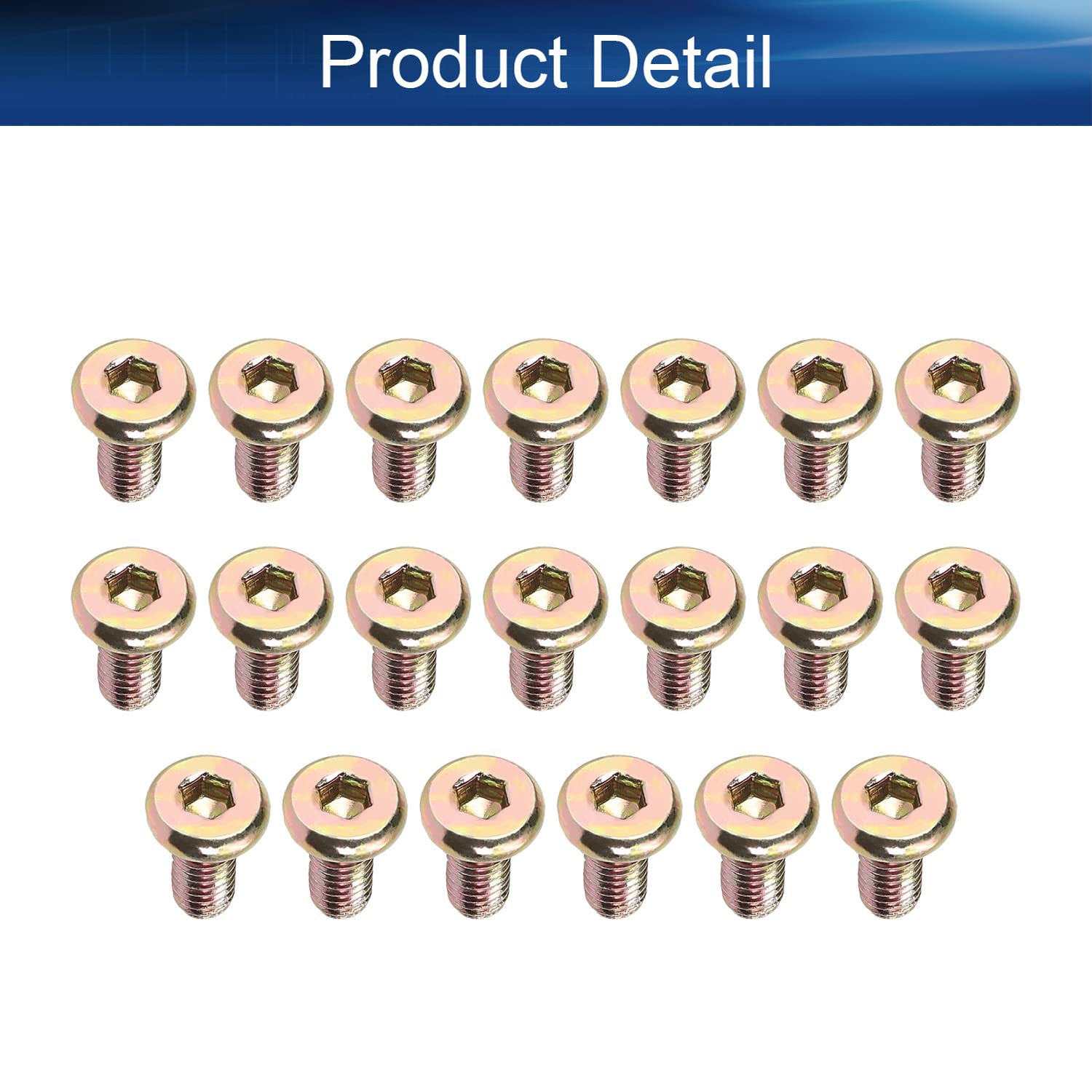Yinpecly M6 x 50mm Hex Socket Flat Head Screws Furniture Bolts Fastener Full Thread Carbon Steel Colorful 20pcs