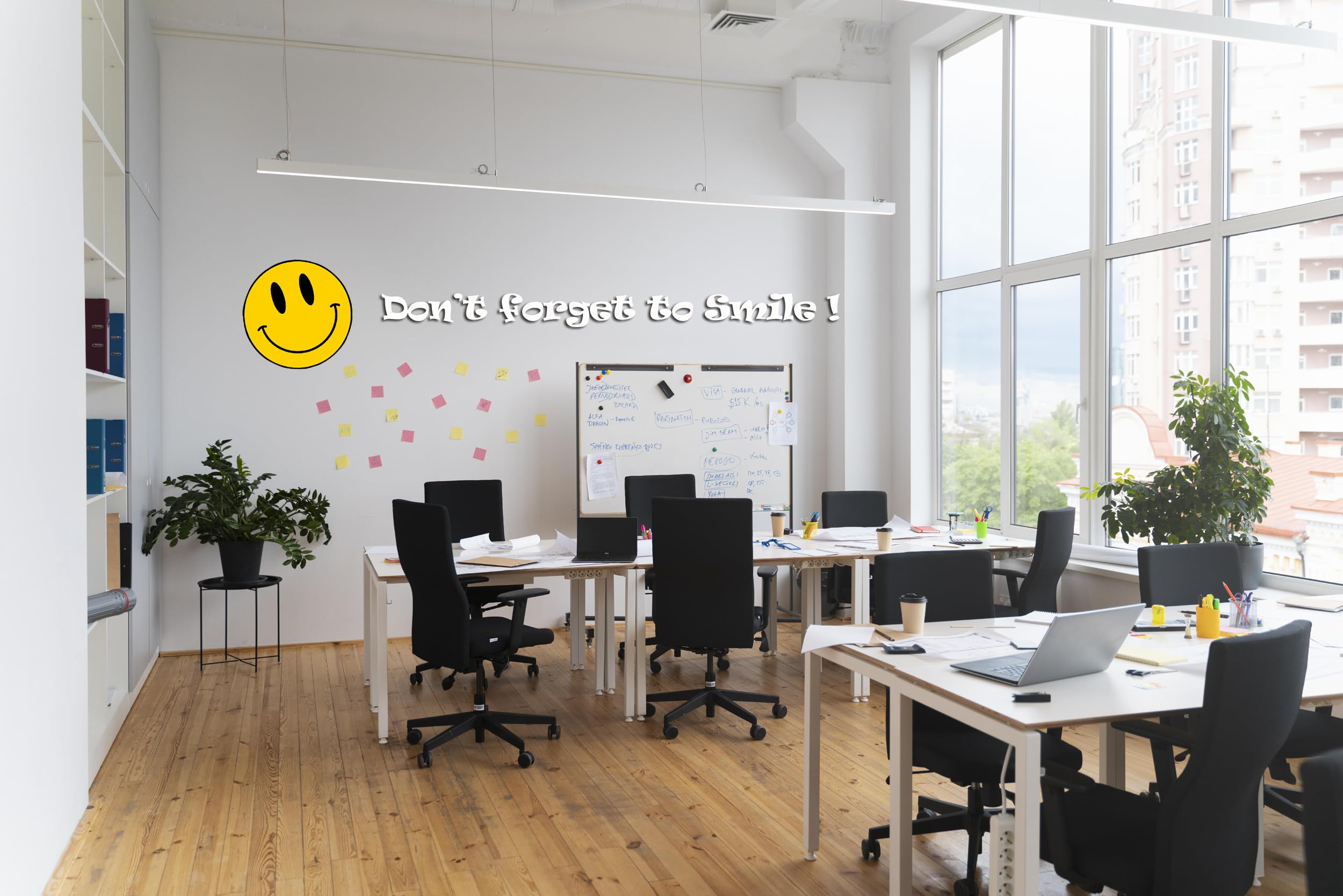 12" Smiley Face Murals Wall Decal Sticker Vinyl Smile Wall Decals Removable Peel and Stick Wall Stickers for Interior Car Window Laptop Luggage Baggage