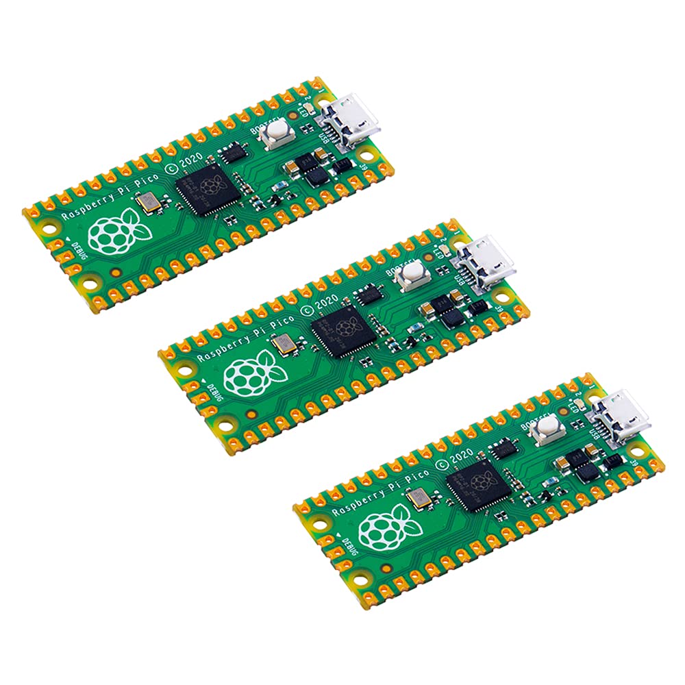 GeeekPi Raspberry Pi Pico Flexible Micro Controller Mini Development Board,Based on The Raspberry Pi RP2040,Dual-Core ARM Cortex M0+ Processor,Running up to 133 MHz, Support C/C++ / Python(3 Pack)