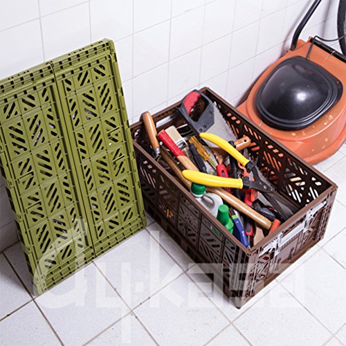 AYKASA Collapsible Storage Bin Container Basket Tote, Folding Basket Crate Container : Storage, Kitchen, Houseware Utility Basket Tote Crate Mini-Box (Dark Green)