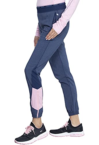 Cherokee Infinity Women Scrubs Pant Mid Rise Jogger Plus Size CK225AP, 3XL Petite, Heather Navy