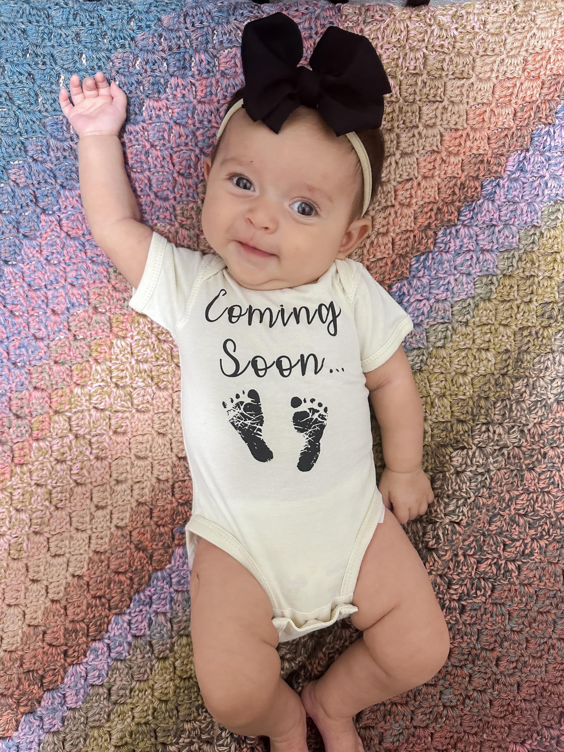Coming Soon. Baby Feet Announcement Baby Bodysuit One Piece Romper (Newborn, White)