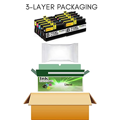 Limeink 10 Pack Compatible 711XL 711 High Yield Ink Cartridges (4 Black, 2 Cyan, 2 Magenta, 2 Yellow) for HP Designjet T120 T520 Printer
