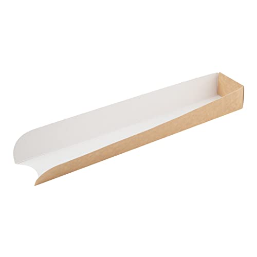 Restaurantware Bio Tek 11.8 x 2 x 1.3 Inch Hot Dog Trays 200 Open-Design Hot Dog Containers - Greaseproof Recyclable Kraft Paper Hot Dog Serving Trays