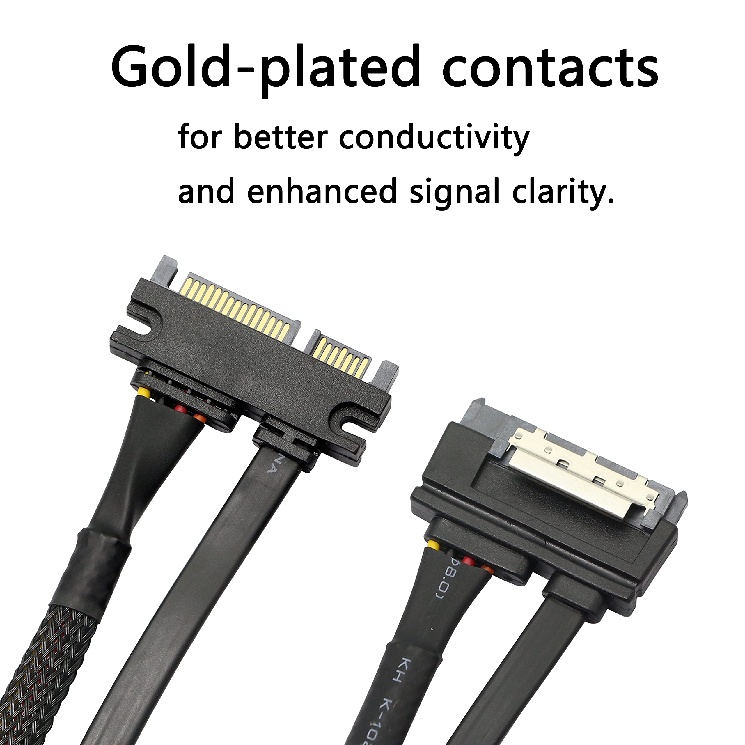 GELRHONR 22Pin SATA Power Extension Cable,22 Pin(7+15) Sata Male to Female Data and Power Combo Extension Cable with Locking Latch,for HDD,SSD,Optical Drives, DVD Burners, PCI Cards-50CM(6Gbps/s)