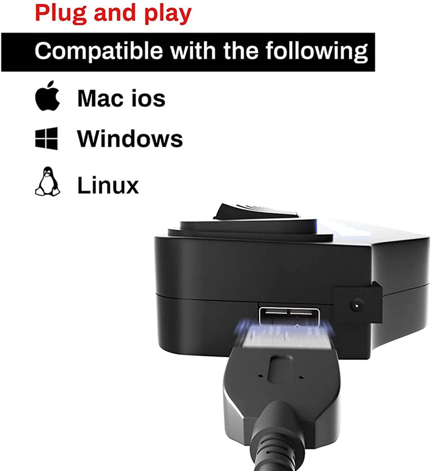 HOMELINKX SQUARE - USB HUB 3.0 Powered Splitter - External 7 Port High Speed Hub Splitter with 5V/2A Power Adapter Powered USB hub and Individual On/Off Switch for PC Laptop Desktop