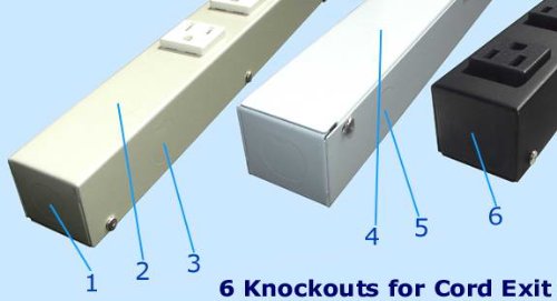 12” Hardwired Power Strip (NO Power Cord), 4 (NEMA 5-20R) Vertical Outlets (NOT Tamper Resistant), NO Ears (mounting tabs on Both Ends), 20 Amp, USB, White