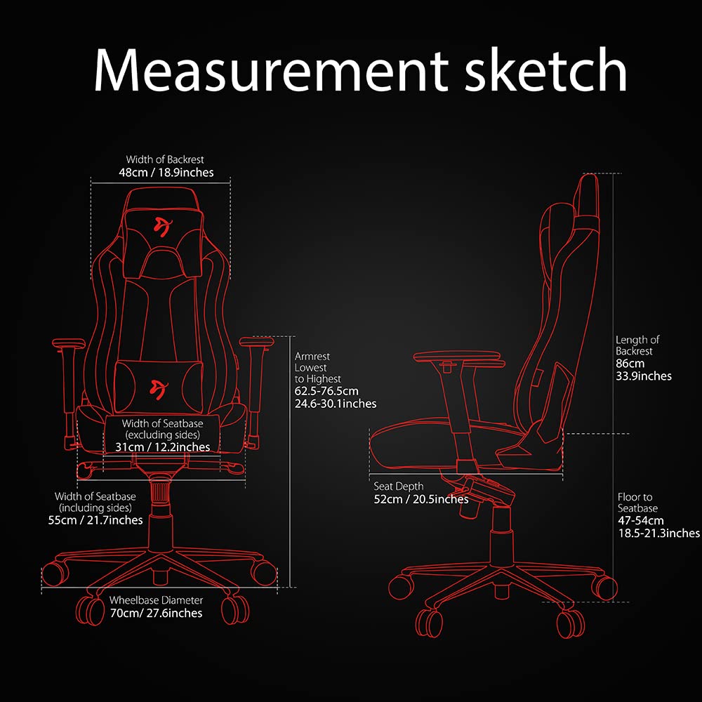 Arozzi - Vernazza Premium PU Leather Ergonomic Gaming/Office Chair with High Backrest, Recliner, Swivel, Tilt, Rocker, Adjustable Height & Adjustable Lumbar & Neck Support - Black - Red Accents