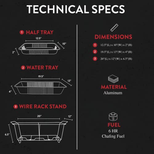 Alpha Living 70027 33-Pcs Disposable Chaffing Buffet with-Covers, Utensils, 6Hr Fuel Cans β Premium Chafing Dish Set for Events, Parties, Catering