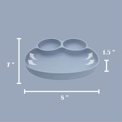 Abiie Octopod Frog Silicone Plates with Suction - Spill Proof, Easy to Clean - BPA-Free Bowl - Suction Plates for Baby and Toddler - Training & Feeding Divided Grip Dish (Pink Lavender)