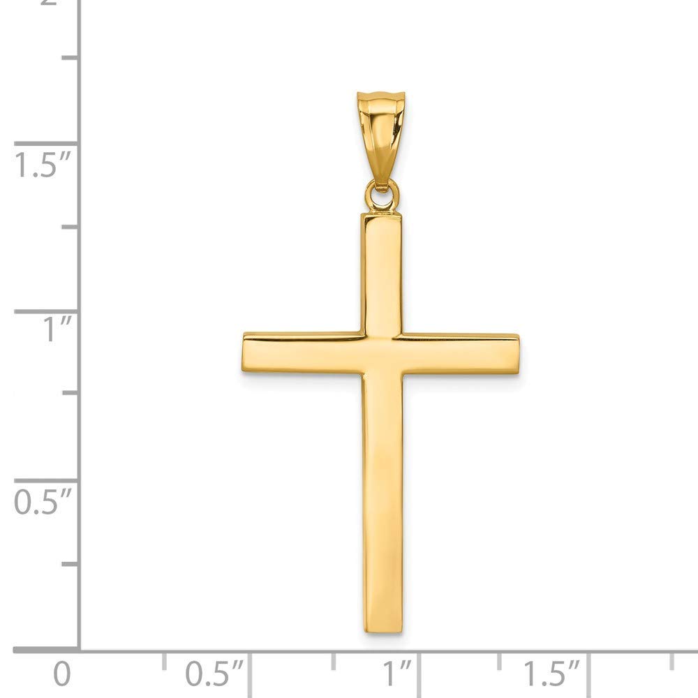 14K Yellow Gold High Polish Finish Plain Cross Pendant