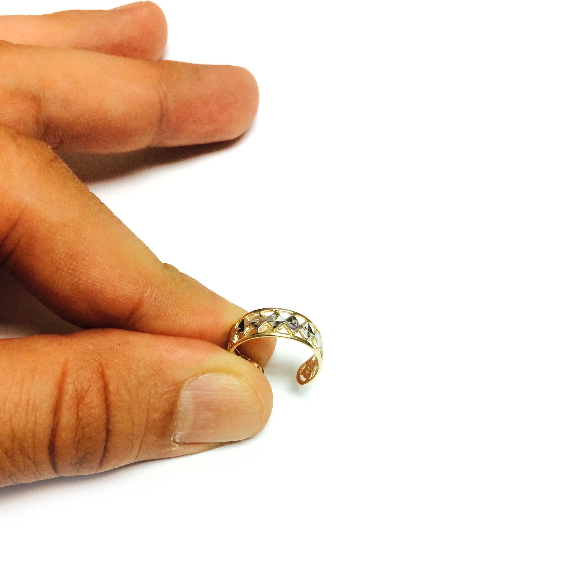 14K Yellow Gold Celtic Knot Weave Design Cuff Style Adjustable Toe Ring 4mm