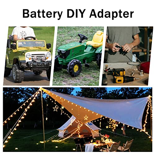 2 Packs Power Wheel Adapter for Dewalt 20V Battery with Fuse & Wire terminals, Work with for Dewalt 20V DCB205 DCB206 DCB200 Lithium Battery; Power Connector for Rc Car, 14AWG Robotics, DIY use