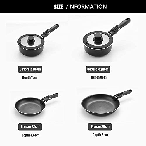Abizoe 12 Piece Non-Stick Cookware Set Non-Stick Pans and Pots with Removable Handles, Space Efficient Excellent for RVs and Compact Kitchen (Black 12 pieces)