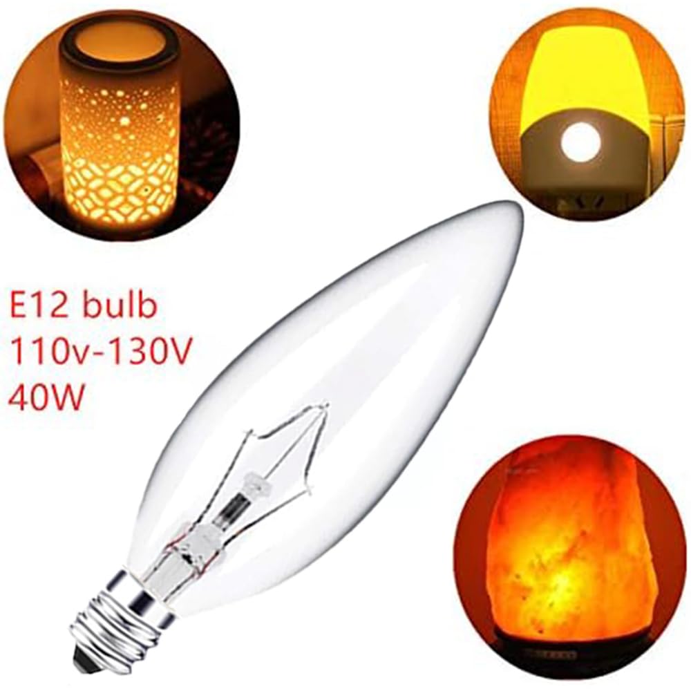 40 Watt Clear Candelabra Base (E12) 110V_120V,Flame Shaped Incandescent Chandelier Light Bulbs,Dimmable, Warm White (6)