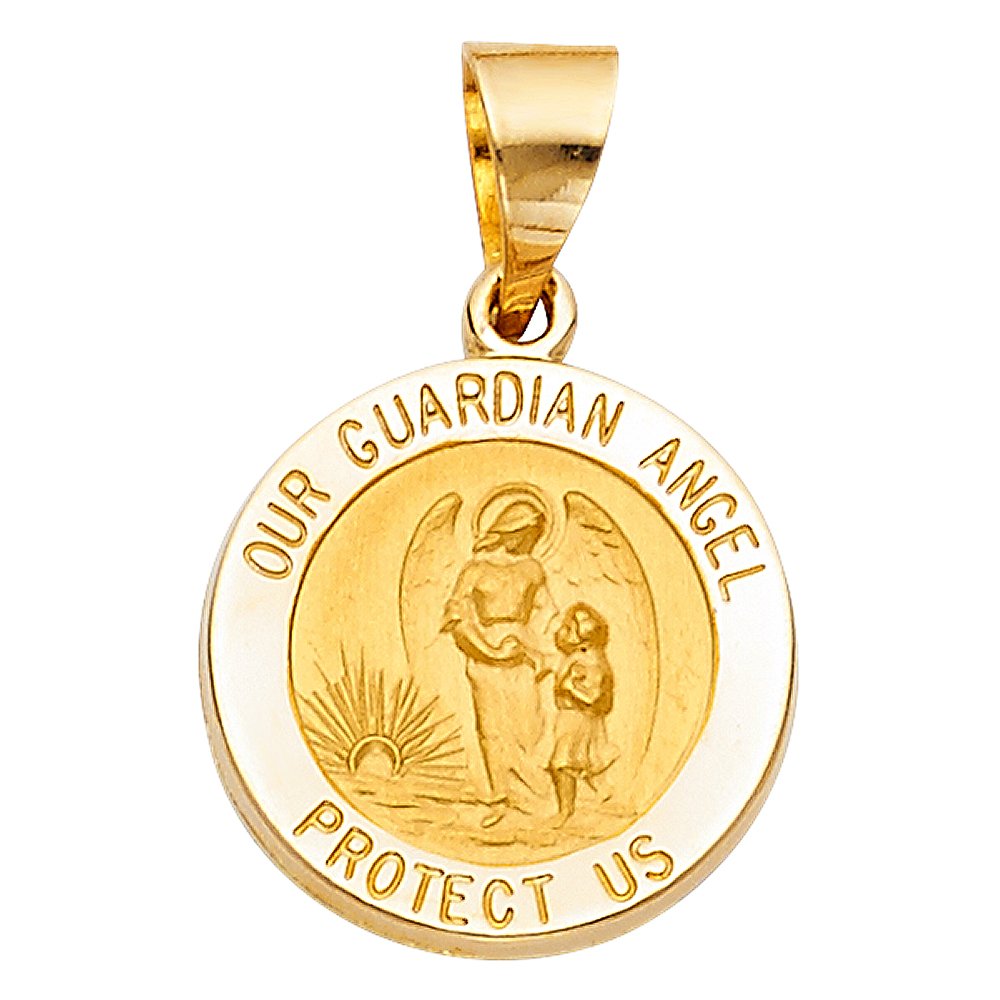 14k Yellow Gold Religious Our Guardian Angel Pendant