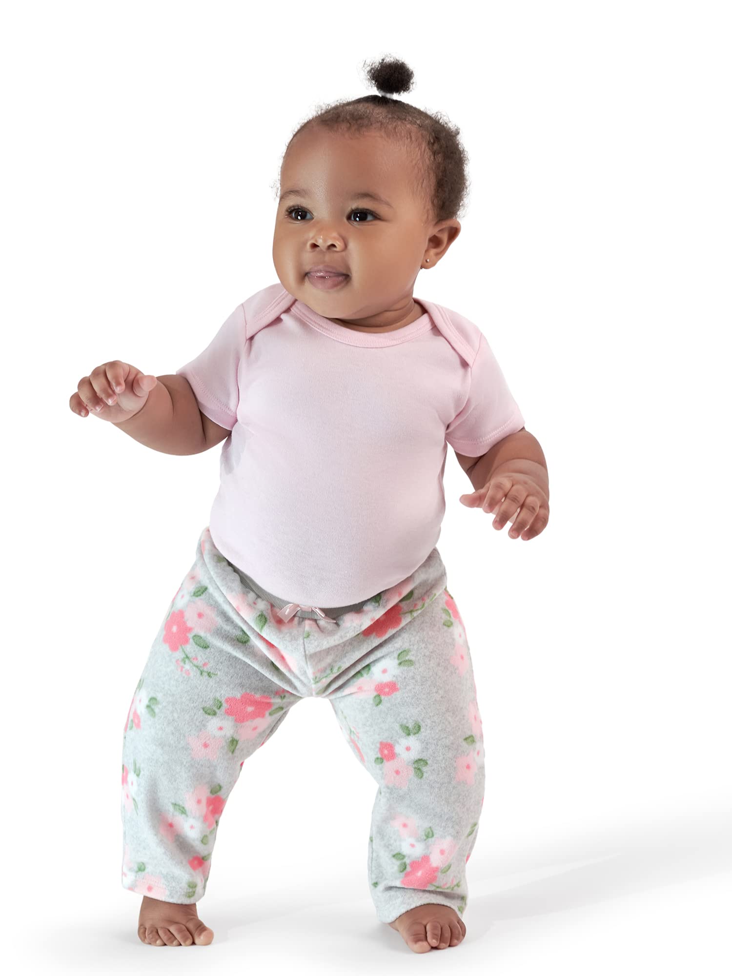 Gerber Baby Girls' 4-Pack Microfleece Pants, Floral, 18 Months