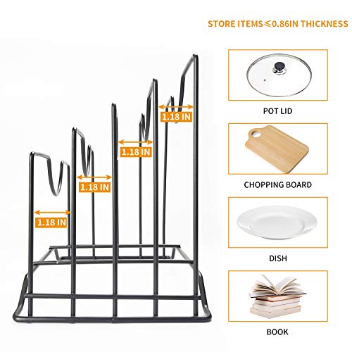 HSSPANFN Cutting Board Holder Rack Pot Pan Lids Holder Kitchen Shelf Chopping Board Rack Kitchen Countertop Cabinet Office (black)