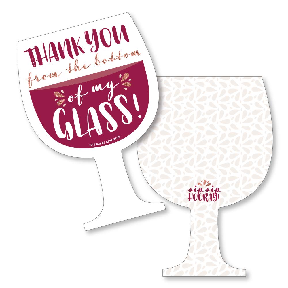 Big Dot of Happiness But First, Wine Tasting Party Thank You Note Cards with Envelopes - Set of 12