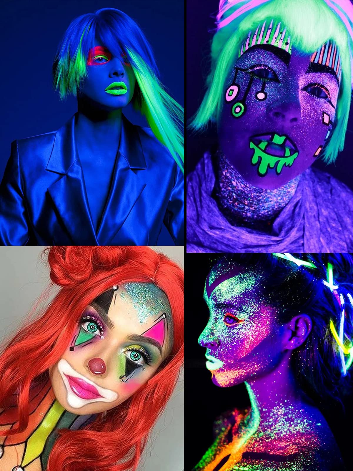 Kalolary 24 Colors Glow in the Dark Makeup Eyeshadow Face Paint Palette, Highly Pigmented Neon Eyeshadow Palette Matte and Glitter UV Glow Blacklight Party Make up