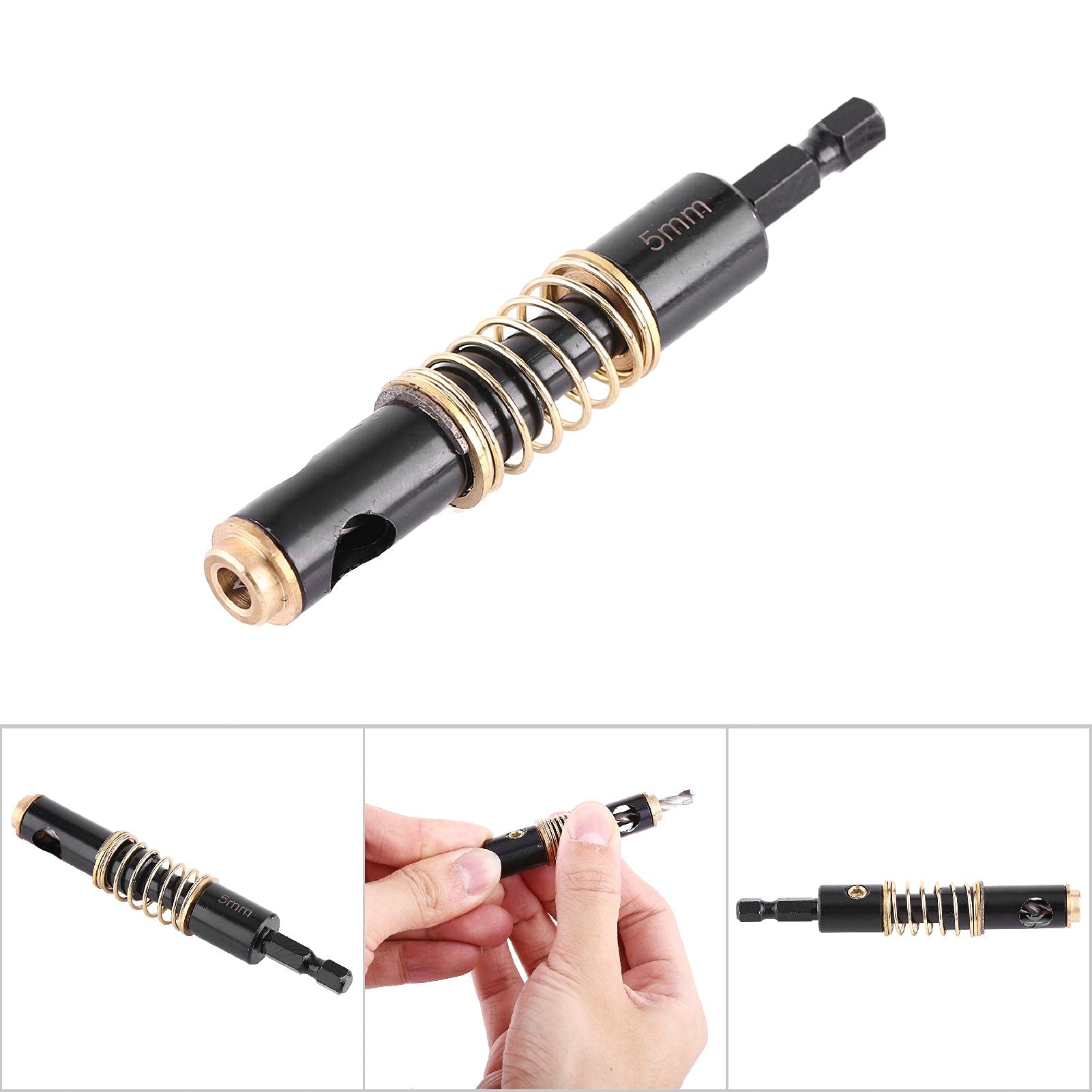 2 Pcs Door Hinge Drilling Centering Drill Bits, 1/4" 5mm Hex Shank Center Drill Bit Set, Professional Opening Tool, for Drilling Shelf Pin Holes