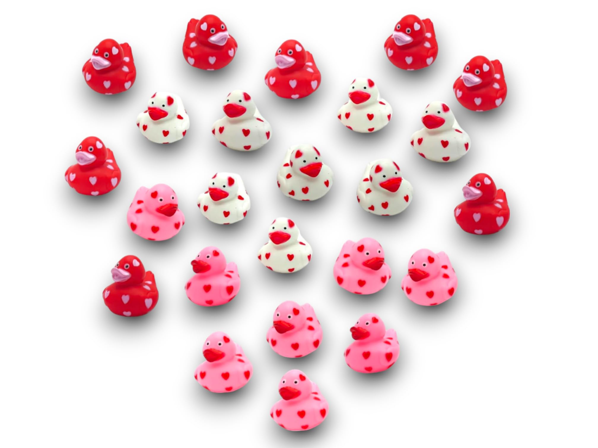 4E's Novelty Valentines Day Rubber Ducks (24 Pack) Heart Themed Duckies, Class Valentines Day Gifts for Kids Bulk, Valentines Day Party Favors Classroom Exchange Prizes for Kids Class